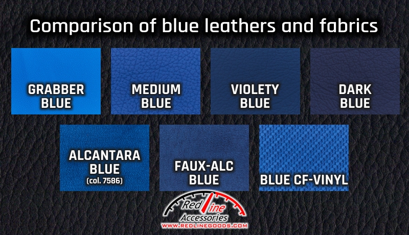 Comparison of all our blue colors available.